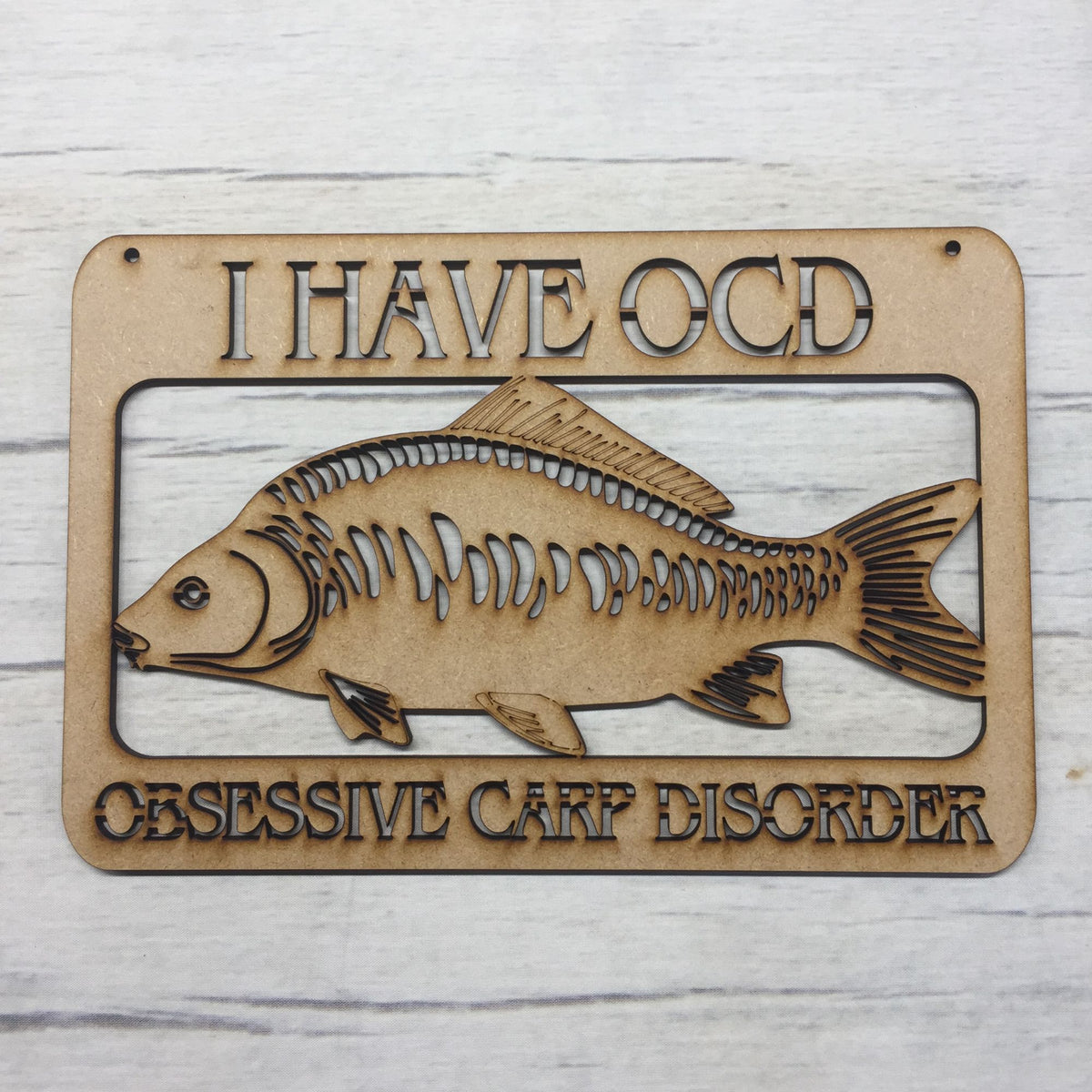 OCD - 'Obsessive Carp Disorder' door plaque - Decorative Wooden Bases ...